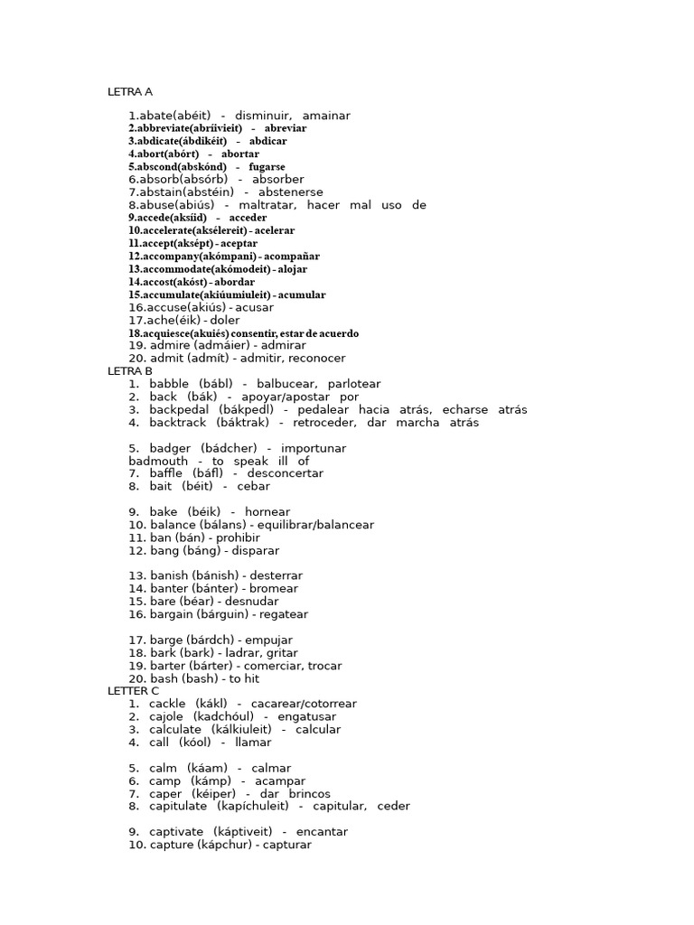 20 Words For Each Letter Of The Alphabet in English | PDF