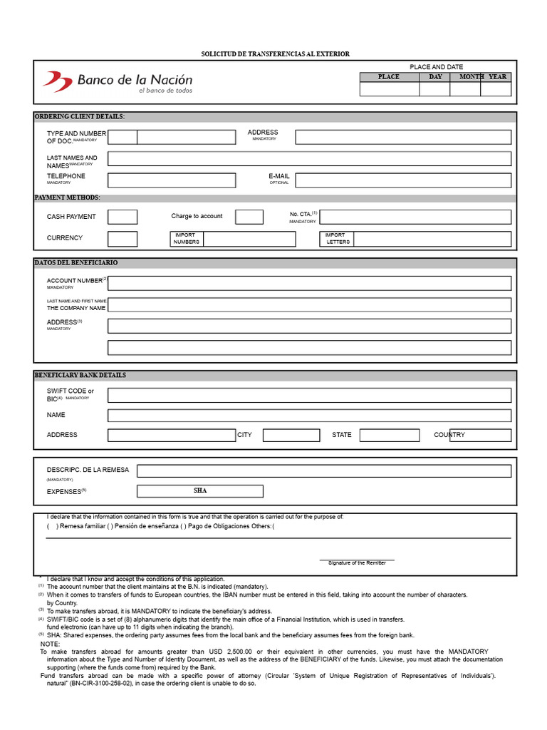 request-format-for-cash-transfers-abroad | PDF | Banks | Payments