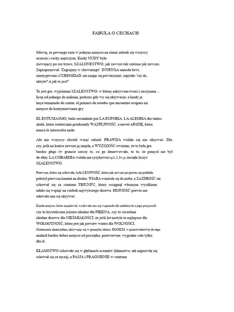 Fabuła o Cechach | PDF