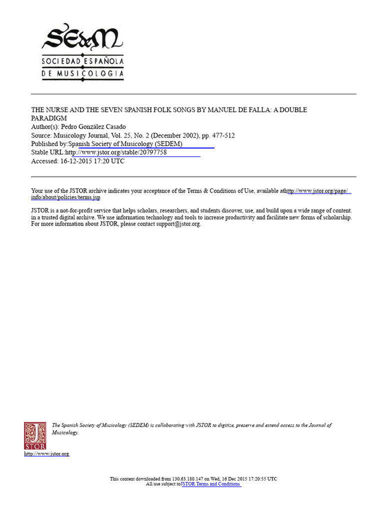 Falla's Spanish Folk Songs Analysis | PDF