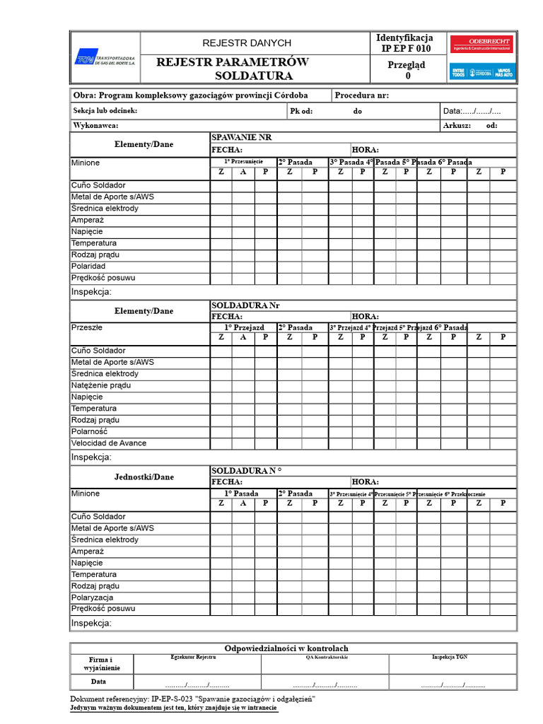 IP EP F 010 Parametry spawania | PDF