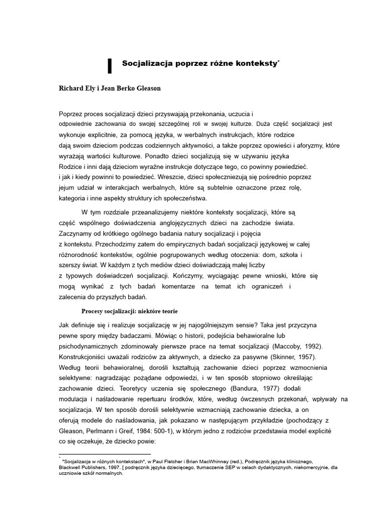 2-Socjalizacja Poprzez Różne Konteksty. Richard I Jean Berko | PDF