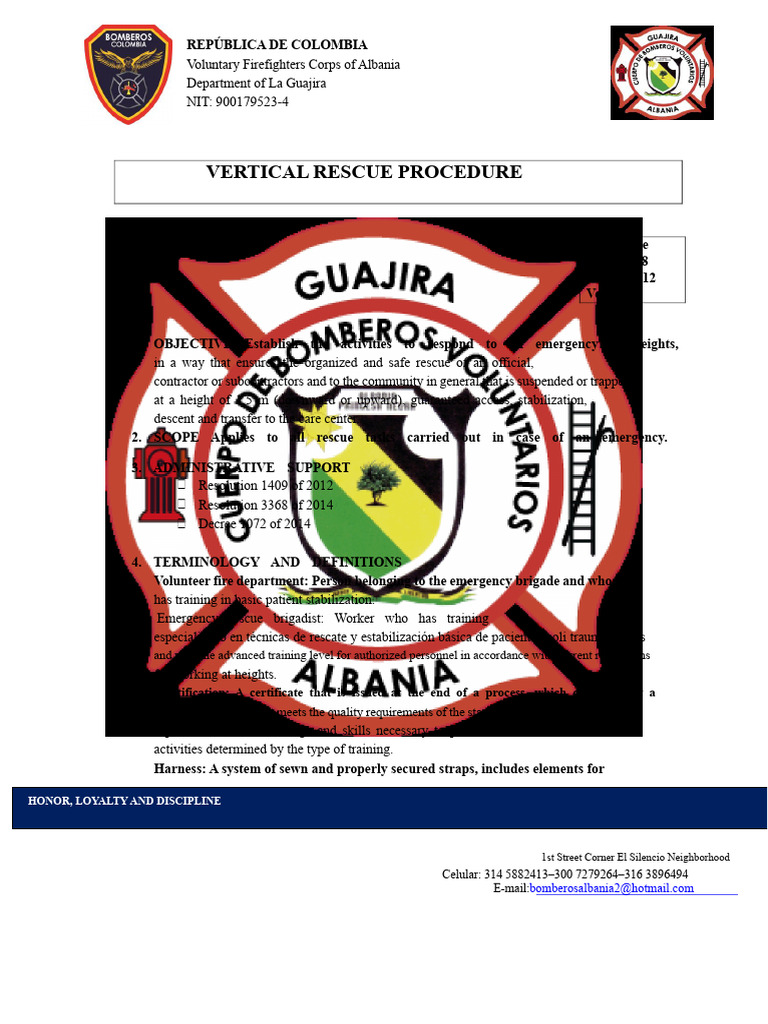 Vertical Rescue Procedure Guide | PDF | Firefighter | Anchor