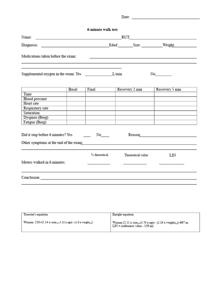 6-Minute Walk Test Results Analysis | PDF