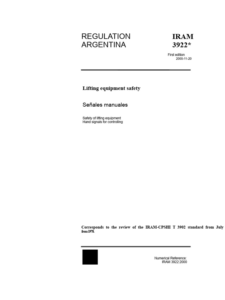 Lifting Equipment Safety Standards IRAM | PDF | Standardization | Hand