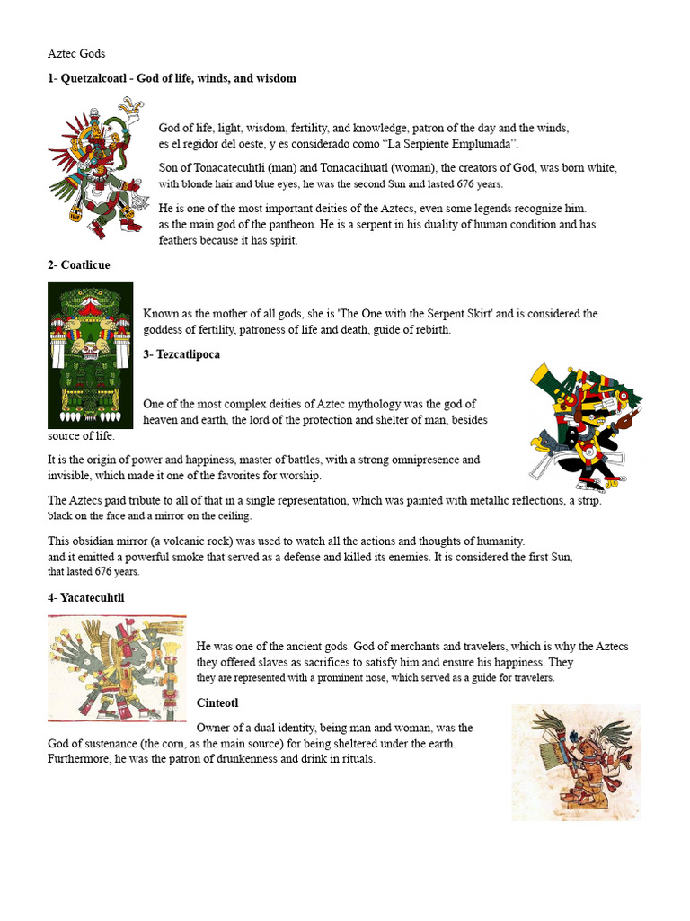 Aztec and Inca Gods Overview | PDF | Deities