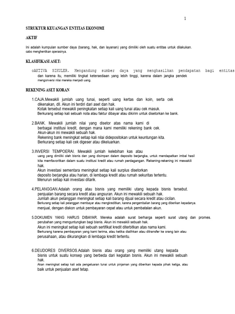 Struktur Keuangan Entitas Ekonomi | PDF