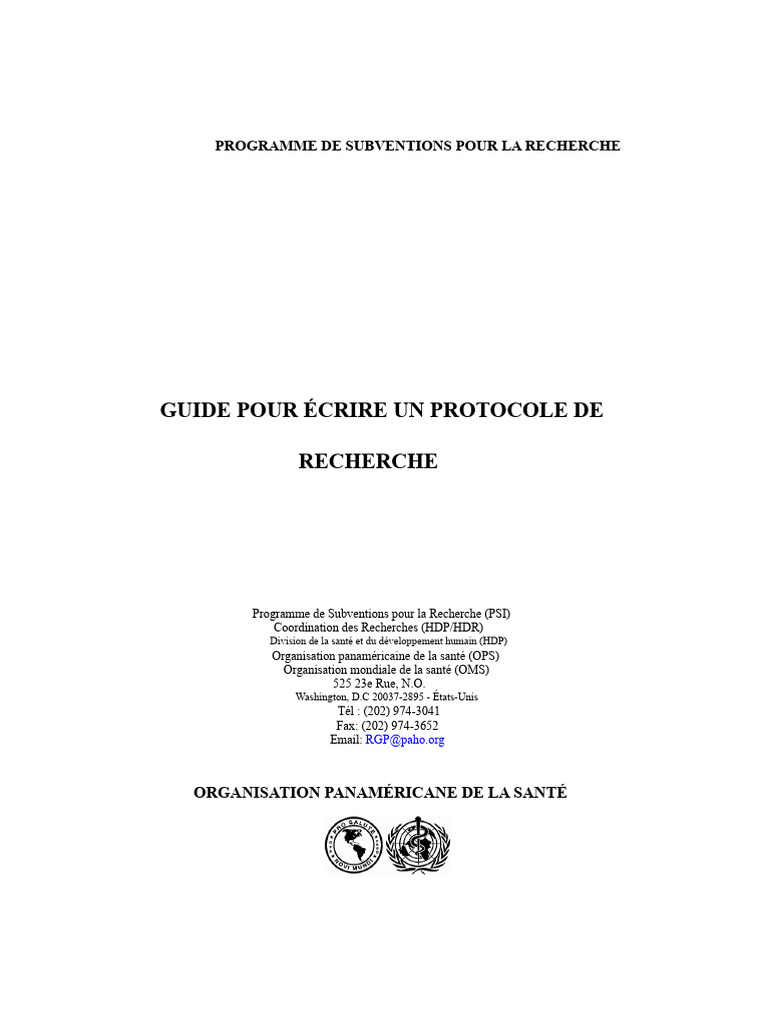 Guide de rédaction de protocoles de recherche | PDF | Statistiques ...