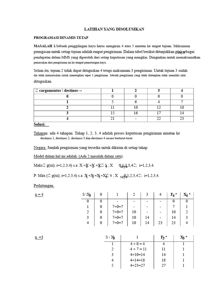 PD - Latihan Soal Pemrograman Dinamis | PDF