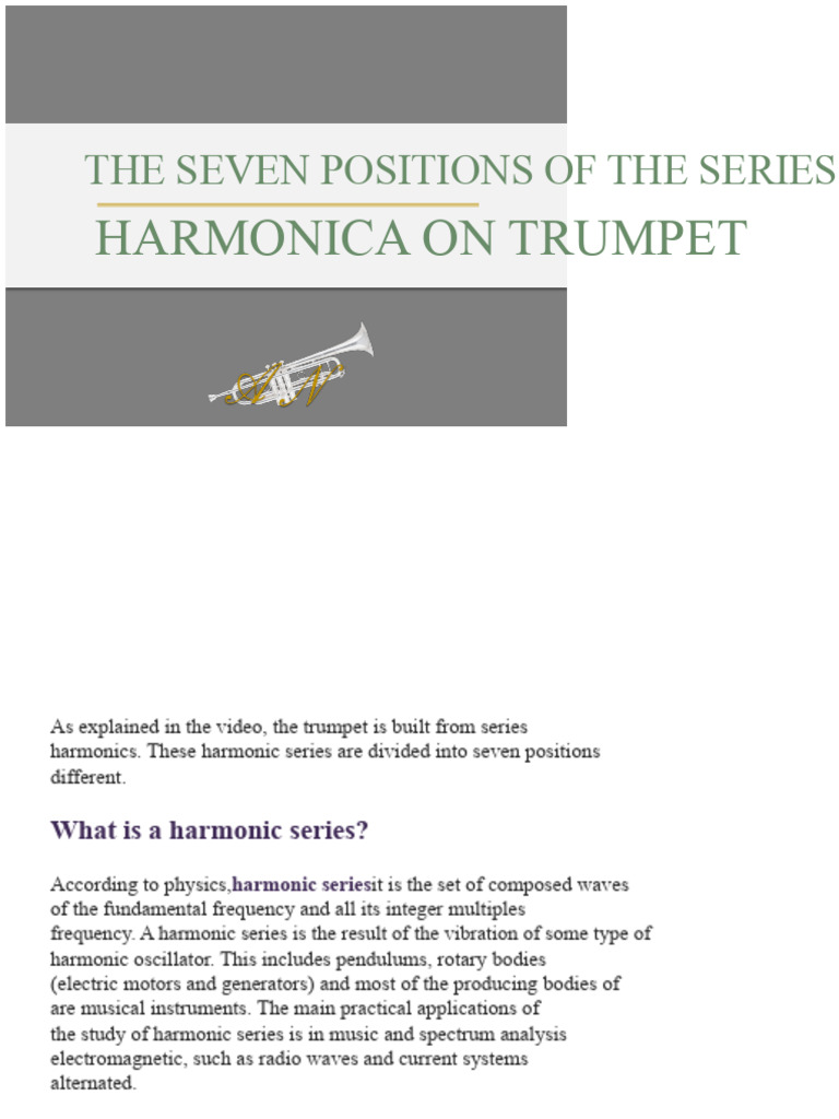 Seven Positions of The Harmonic Series On Trumpet | PDF