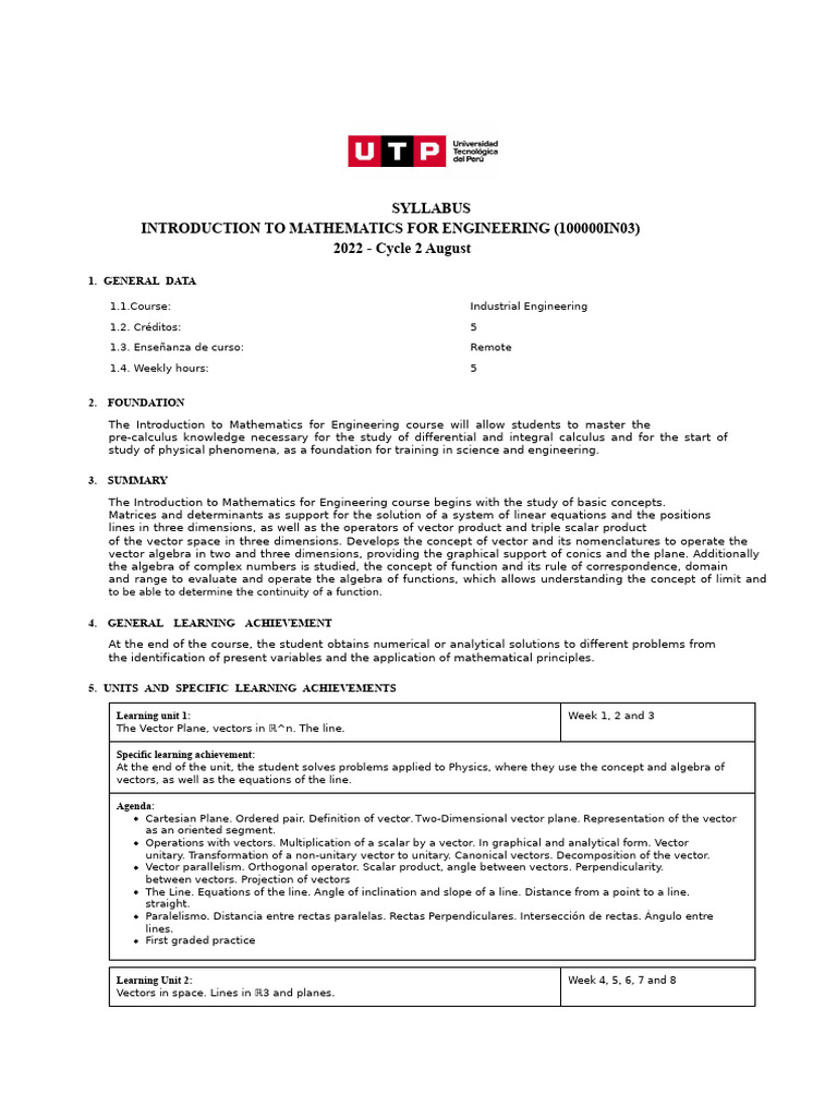 Introduction To Mathematics For Engineering | PDF | Euclidean Vector | Line (Geometry)