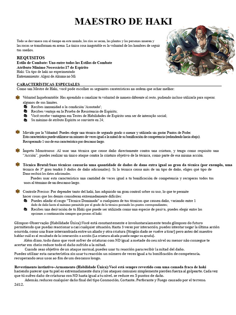Maestro de Haki Maestría OP RPG | PDF