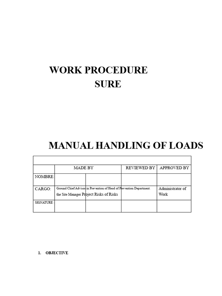 Safe Manual Load Handling Procedures | PDF | Safety | Occupational ...
