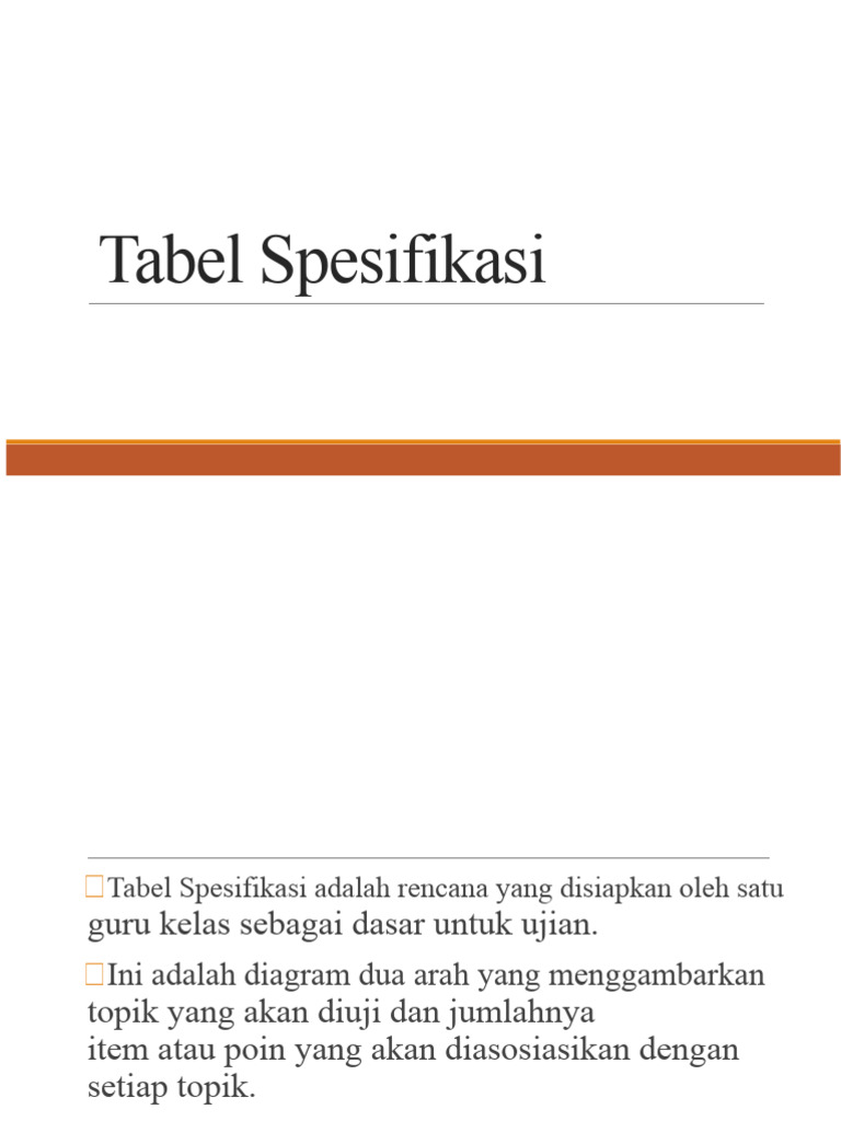 Panduan Menyiapkan Tabel Spesifikasi Ujian | PDF