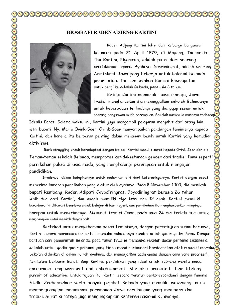 Biografi Raden Adjeng Kartini: Pionir Feminis | PDF