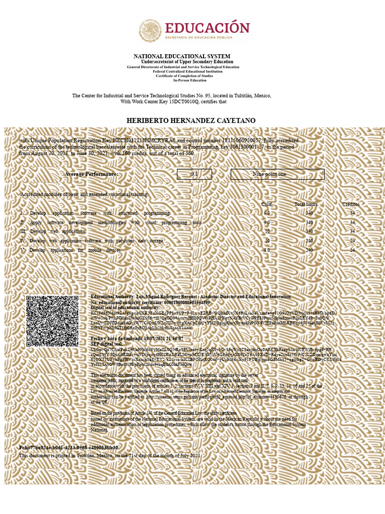Certificate of Studies | PDF