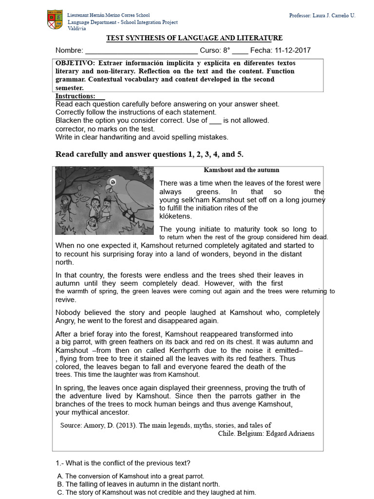 Language and Communication Synthesis Test 8TH Grade | PDF | Cannabis (Drug)