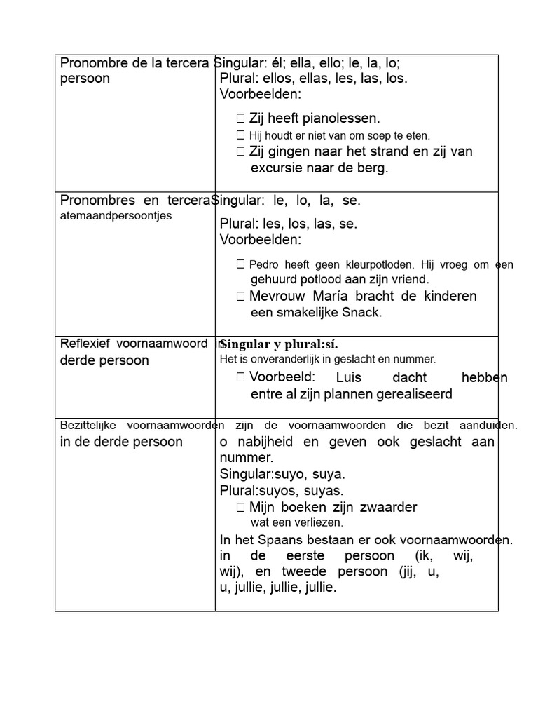 Bezittelijke Voornaamwoorden in de Derde Persoon | PDF