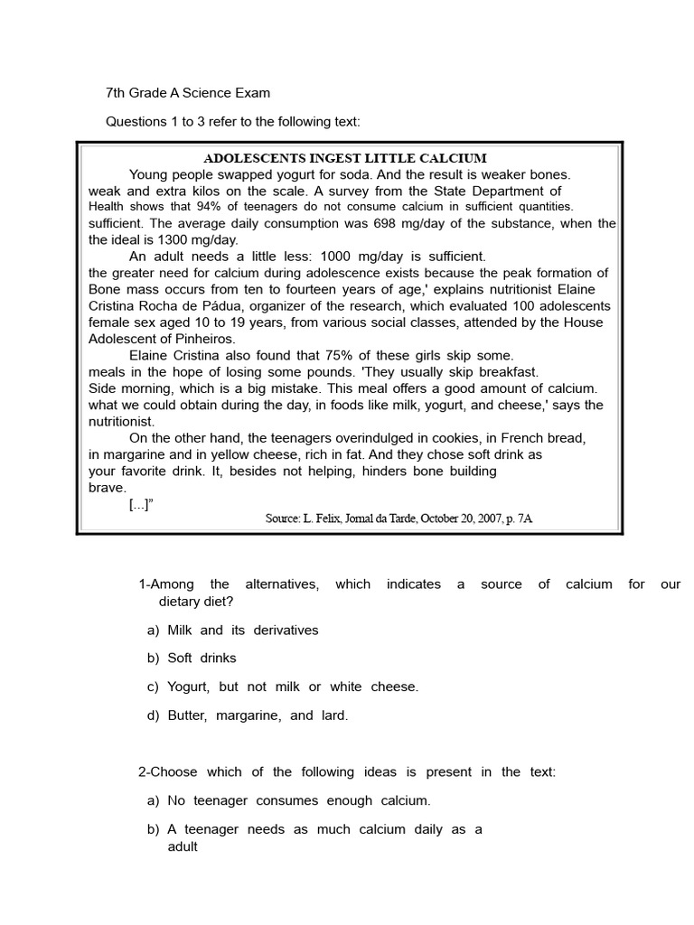 7th Grade A Science Test - Completed | PDF | Common Cold | Influenza