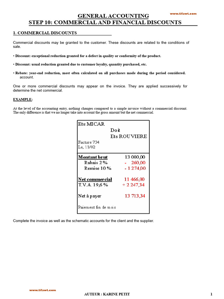 Commercial and Financial Discounts Explained | PDF | Discounting | Invoice