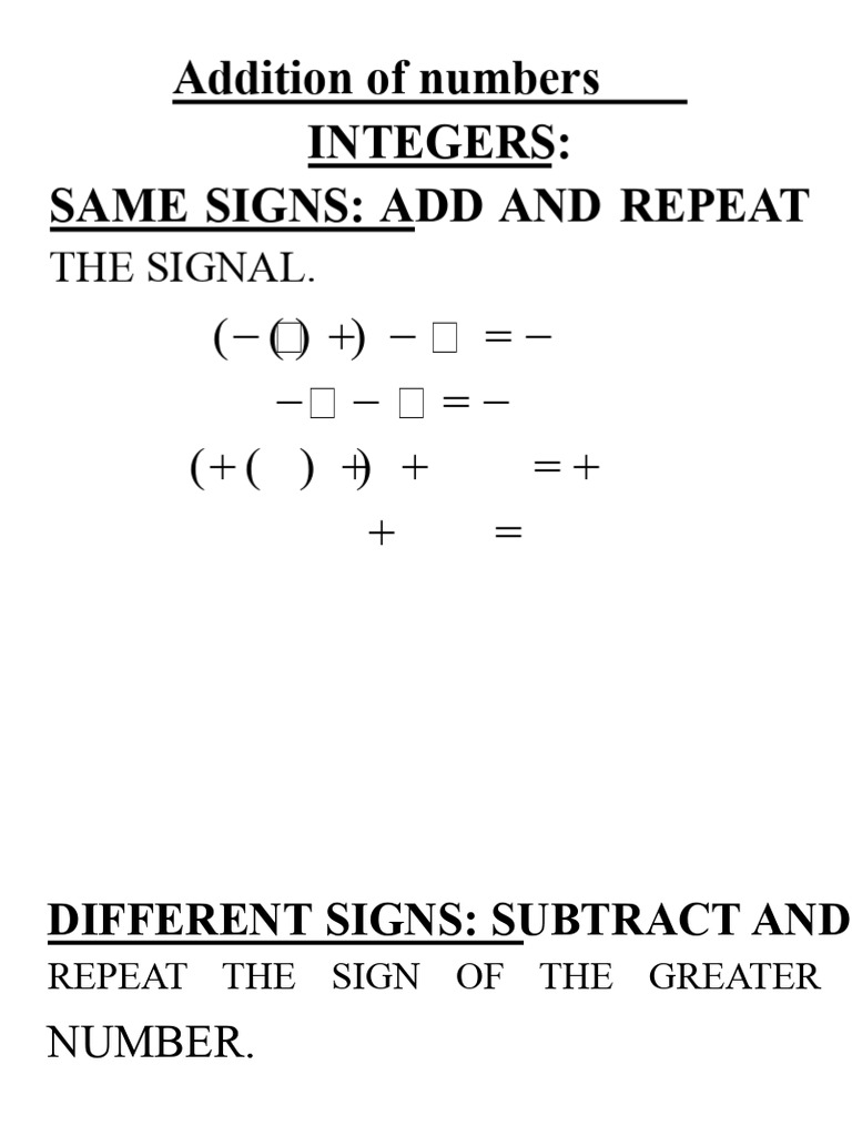 Addition of Integers | PDF