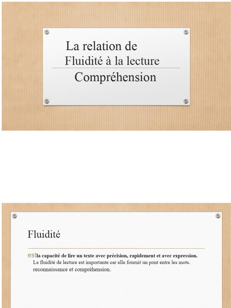 Fluidité et Compréhension en Lecture | PDF | Apprentissage ...