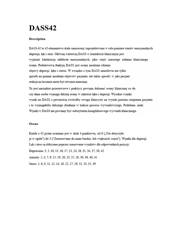 DASS 42 Scoring | PDF