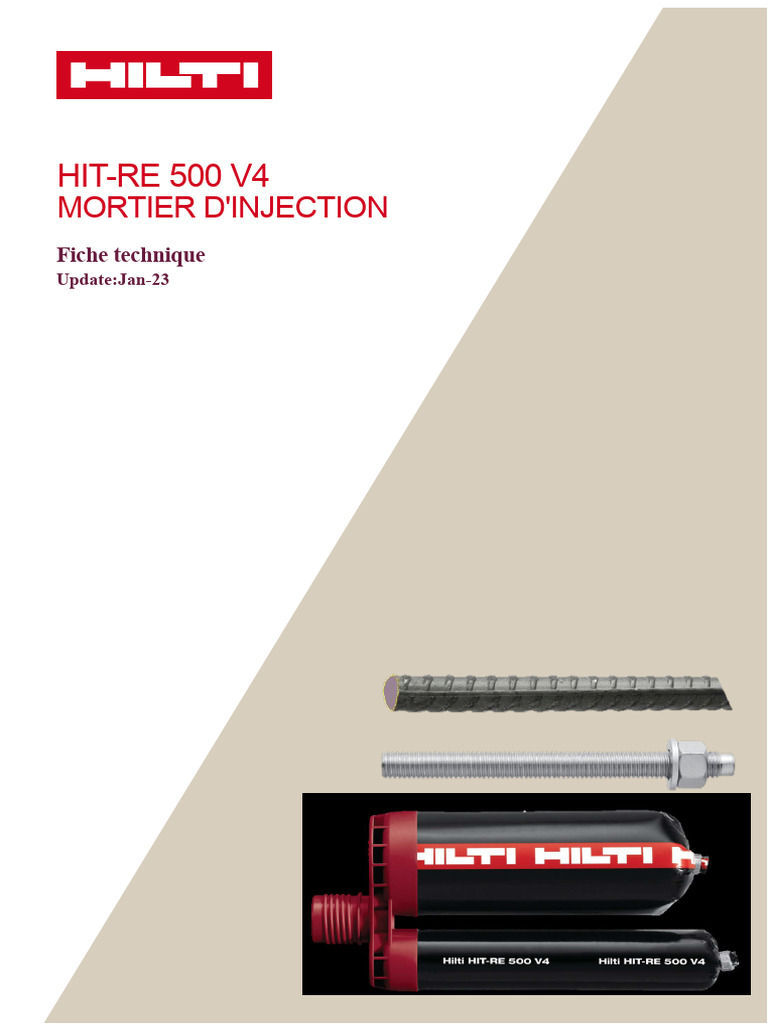 Mortier d'injection HIT-RE 500 V4 | PDF | Physique appliquée et ...