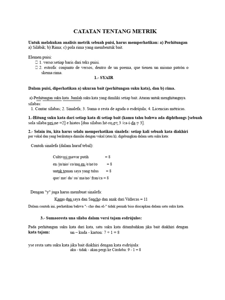 Analisis Metrik Puisi: Suku Kata dan Rima | PDF