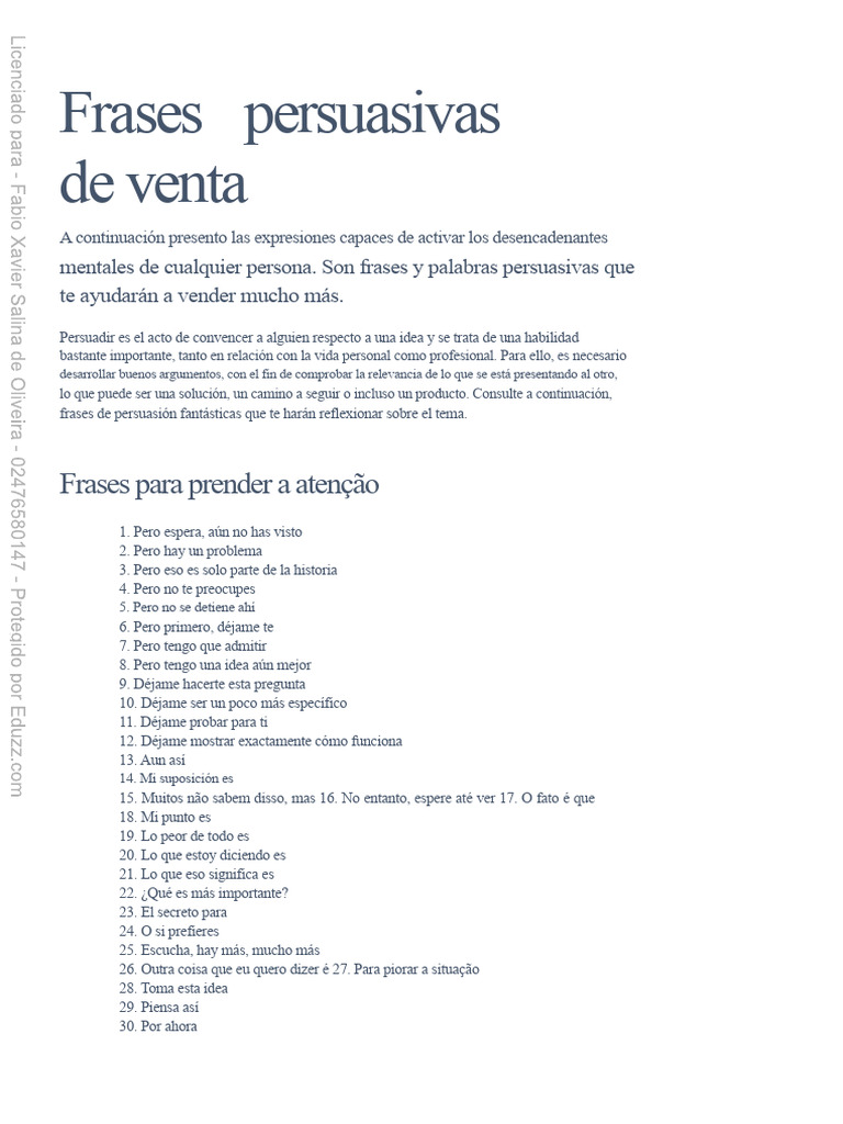 Bono 01 Frases Persuasivas De Ventas Pdf Persuasión