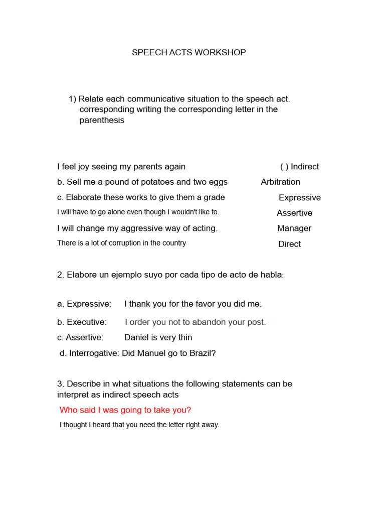 Spanish Speech Acts Workshop | PDF