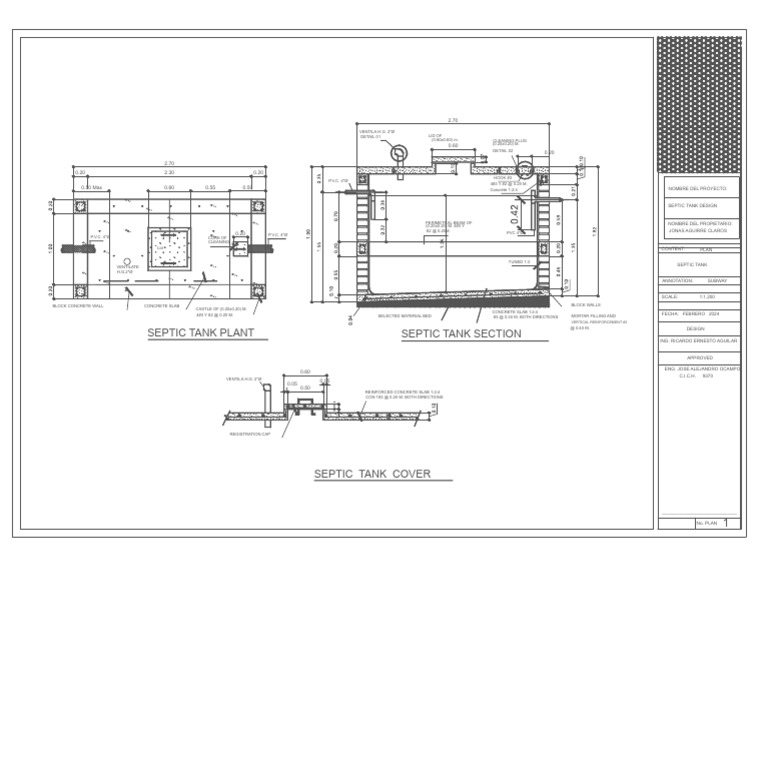 Septic Tank Detail - Pit | PDF | Building Engineering | Concrete