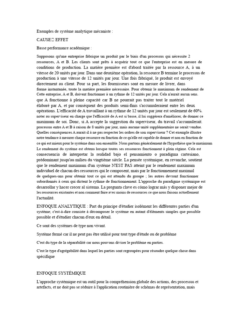 Approche systémique vs analytique en entreprise | PDF