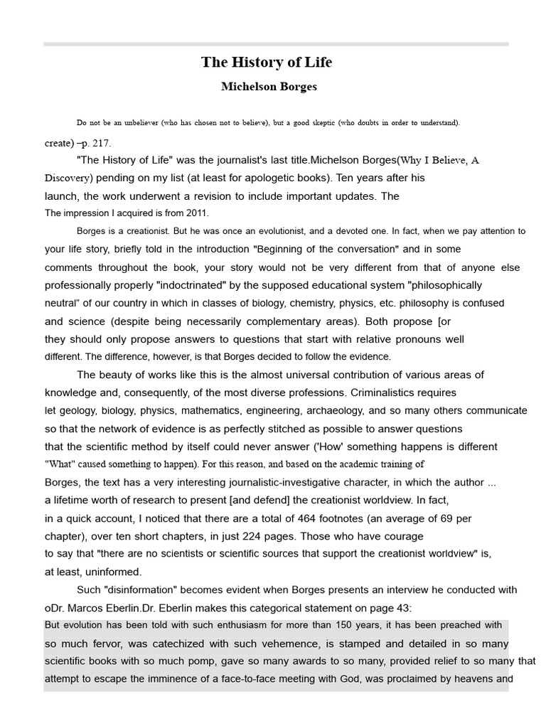 The History of Life - Review | PDF | Creationism | Science