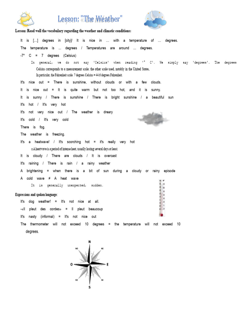 Printable exercises - The weather, the compass rose, and the capitals ...