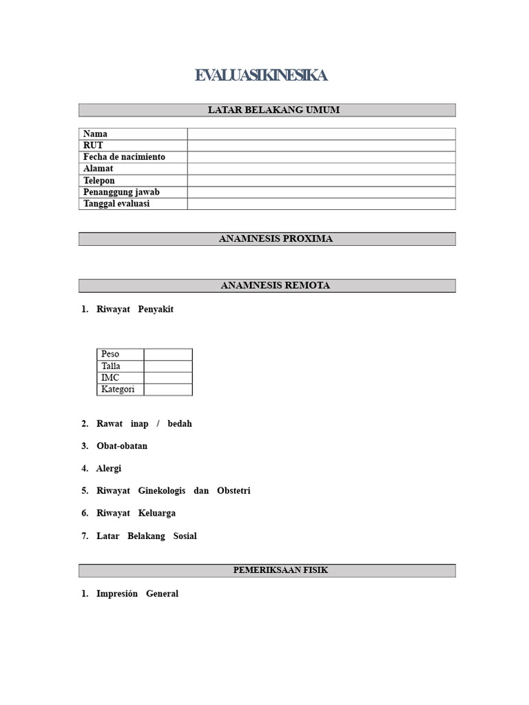 Evaluasi Kinesika: Analisis Fisik dan Motorik | PDF