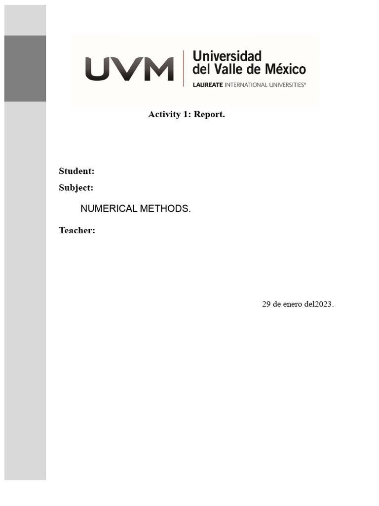 A1 numerical methods UVM | PDF | Rounding | Algorithms