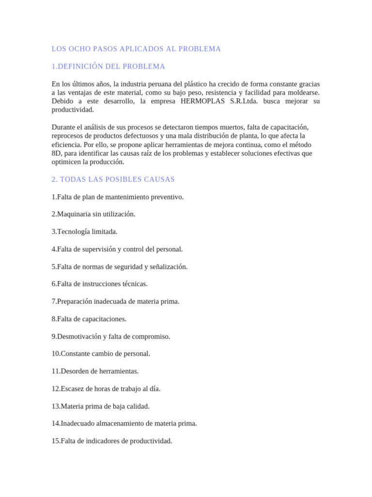 8 Pasos y 8D | PDF | Planificación | Planificación de recursos ...