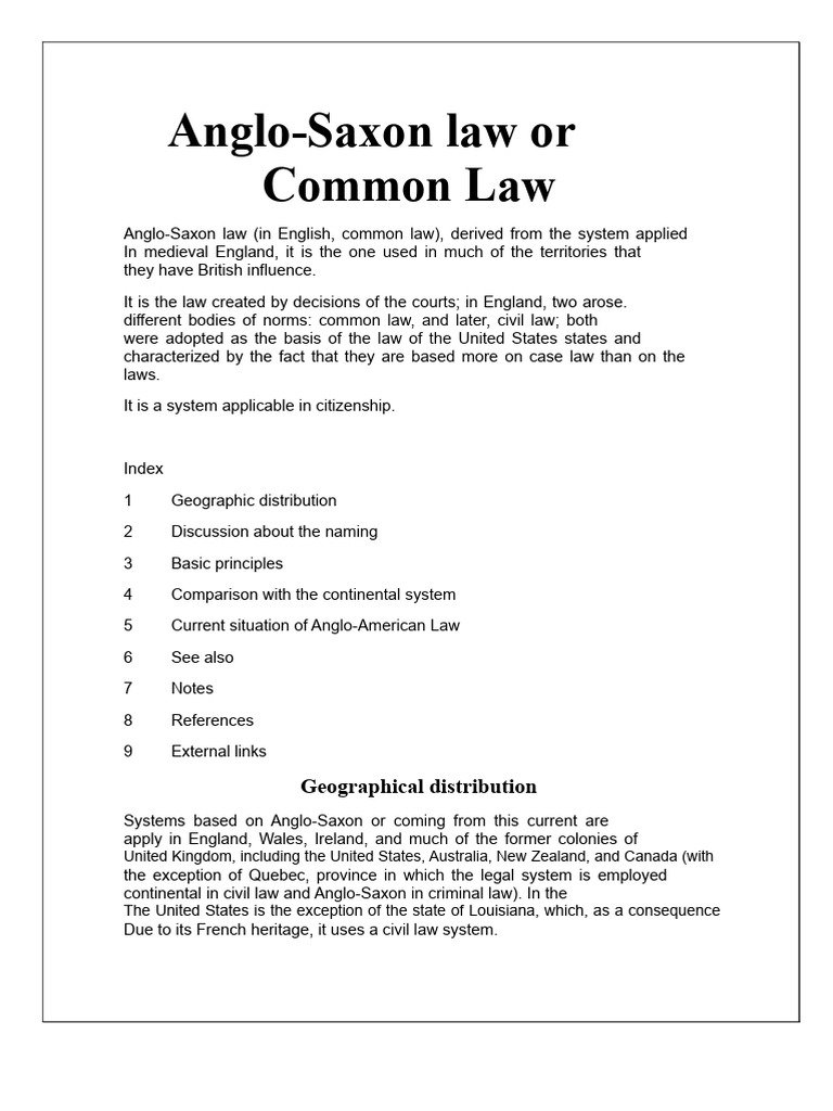 Anglo-Saxon Law or Common Law | PDF | Common Law | Precedent