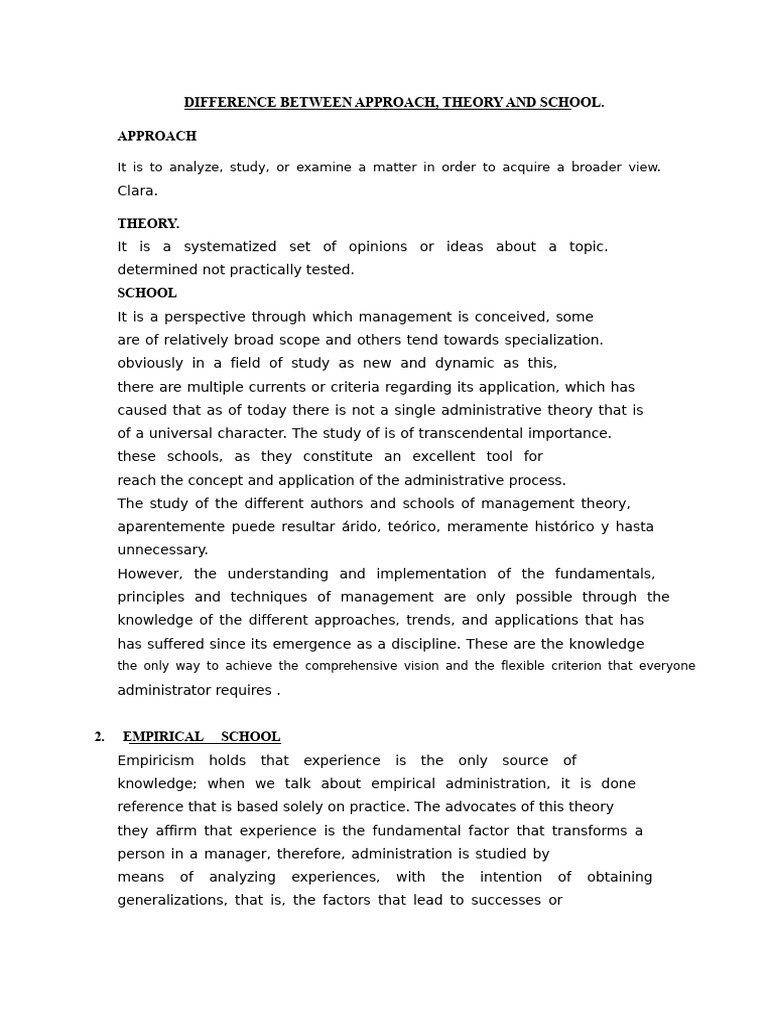Difference Between Approach, Theory, and School | PDF | Cognition ...
