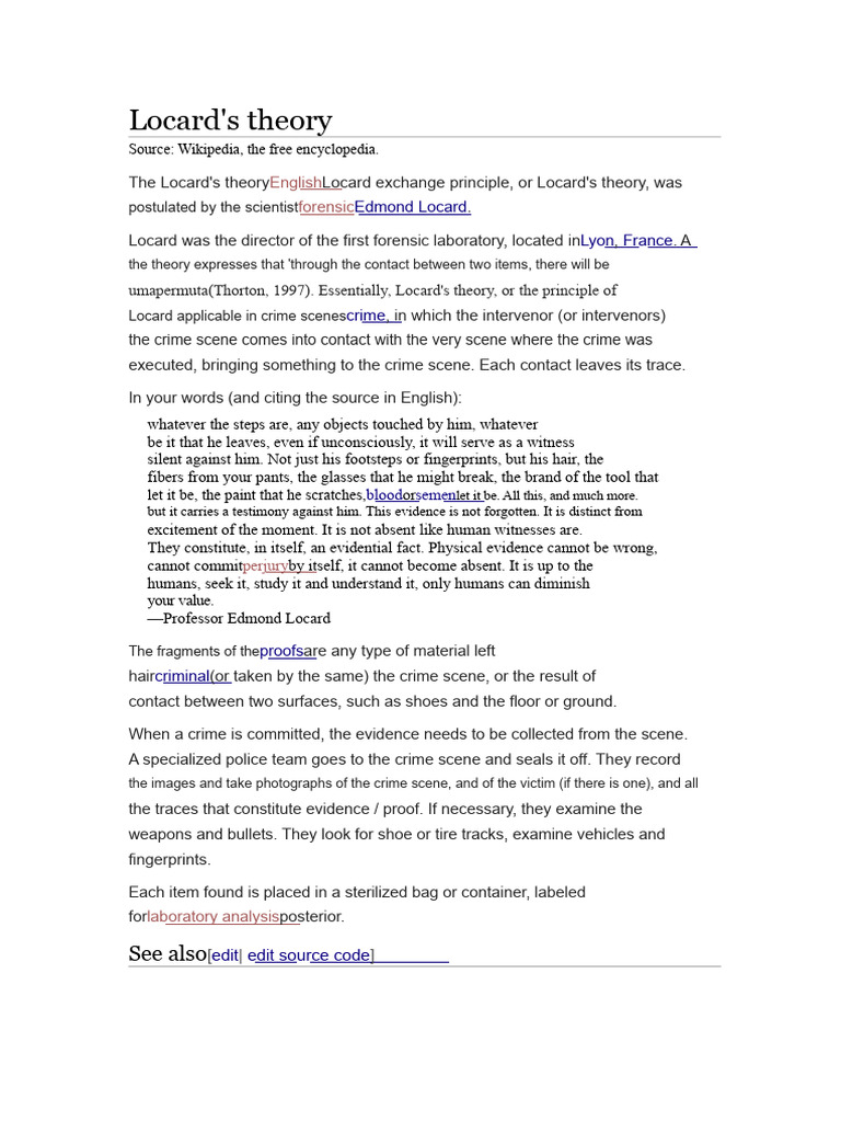 Locard's Exchange Principle | PDF
