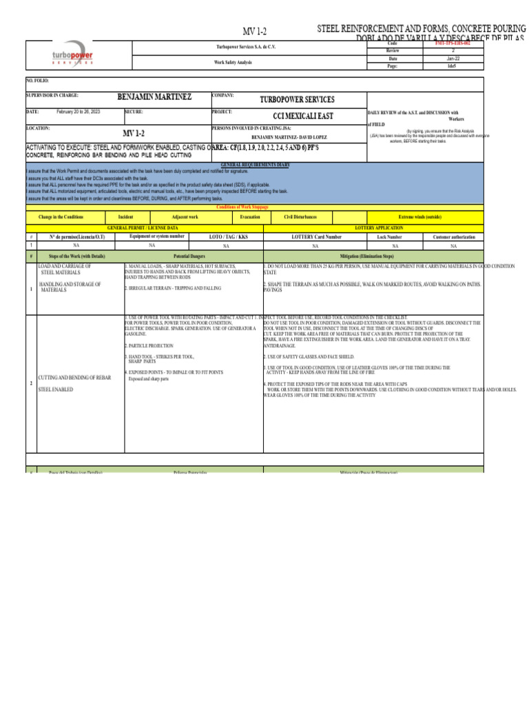 Jsa MV 1 Steel and Formwork Enabled, Casting, Bending of Rebar and Pile ...