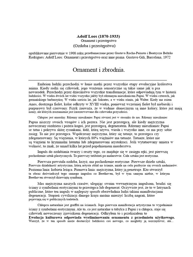 H) Ornament I Przestępstwo Loos PDF | PDF