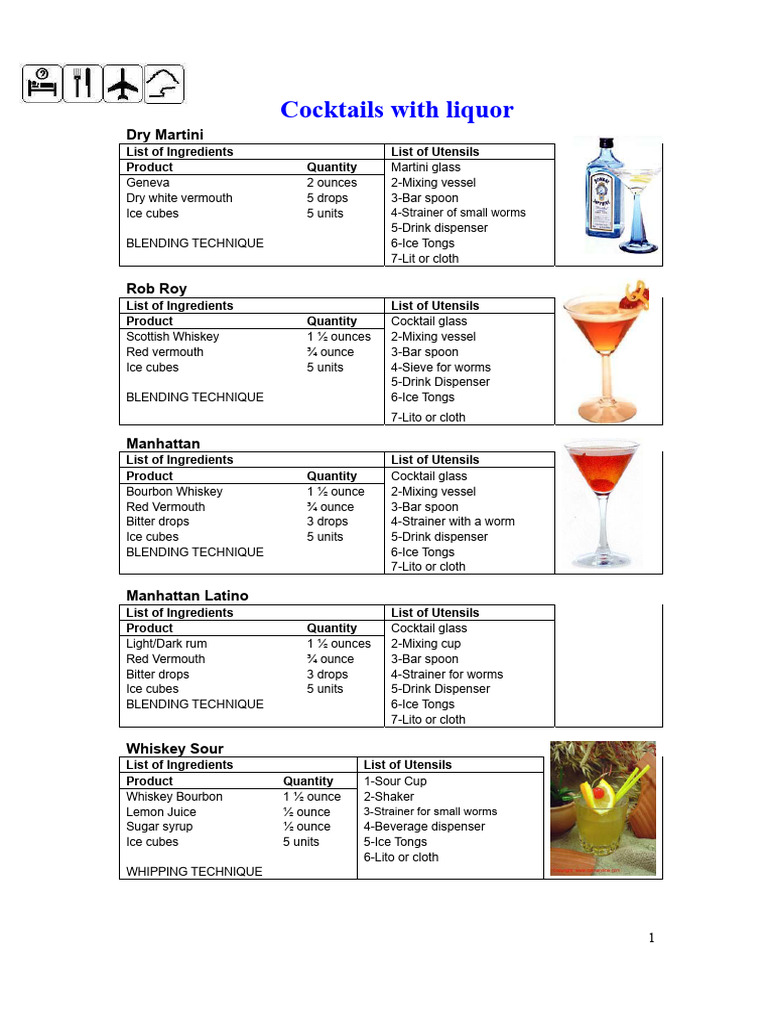 Cocktails | PDF | Martini (Cocktail) | Cocktails