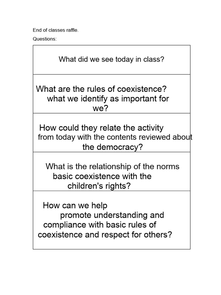 1531514557DUA - Questions Closing Class Raffle | PDF