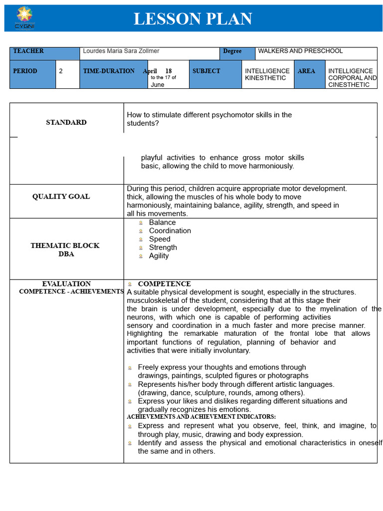 Kinesthetic Intelligence Lesson Plan | PDF | Flexibility (Anatomy ...