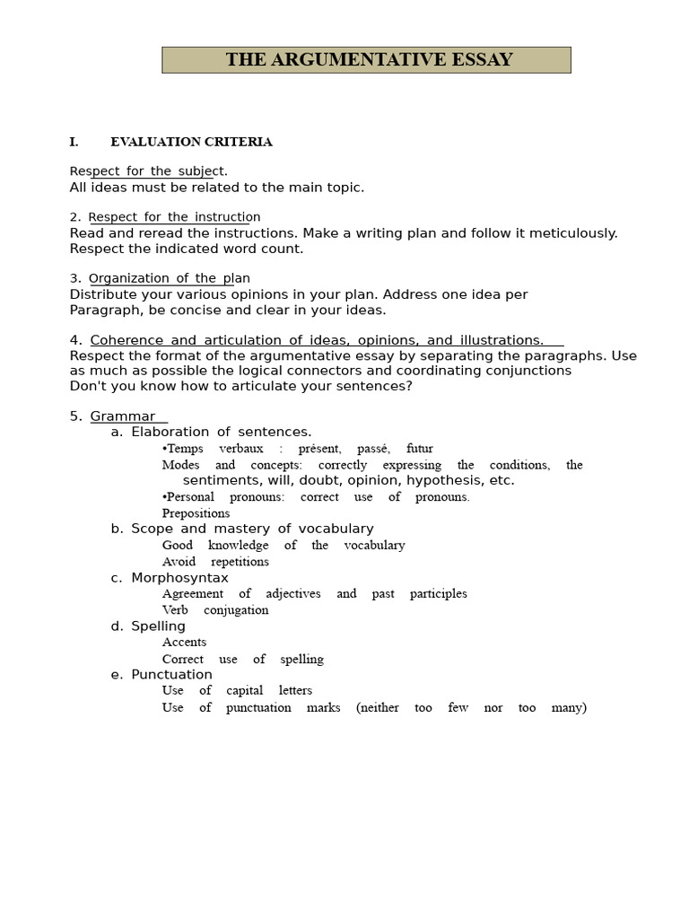 The argumentative essay | PDF | Essays | Schools