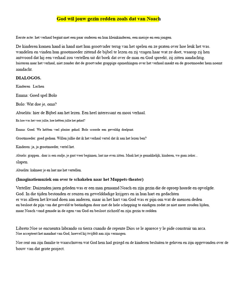 Noach en de Ark Drama | PDF