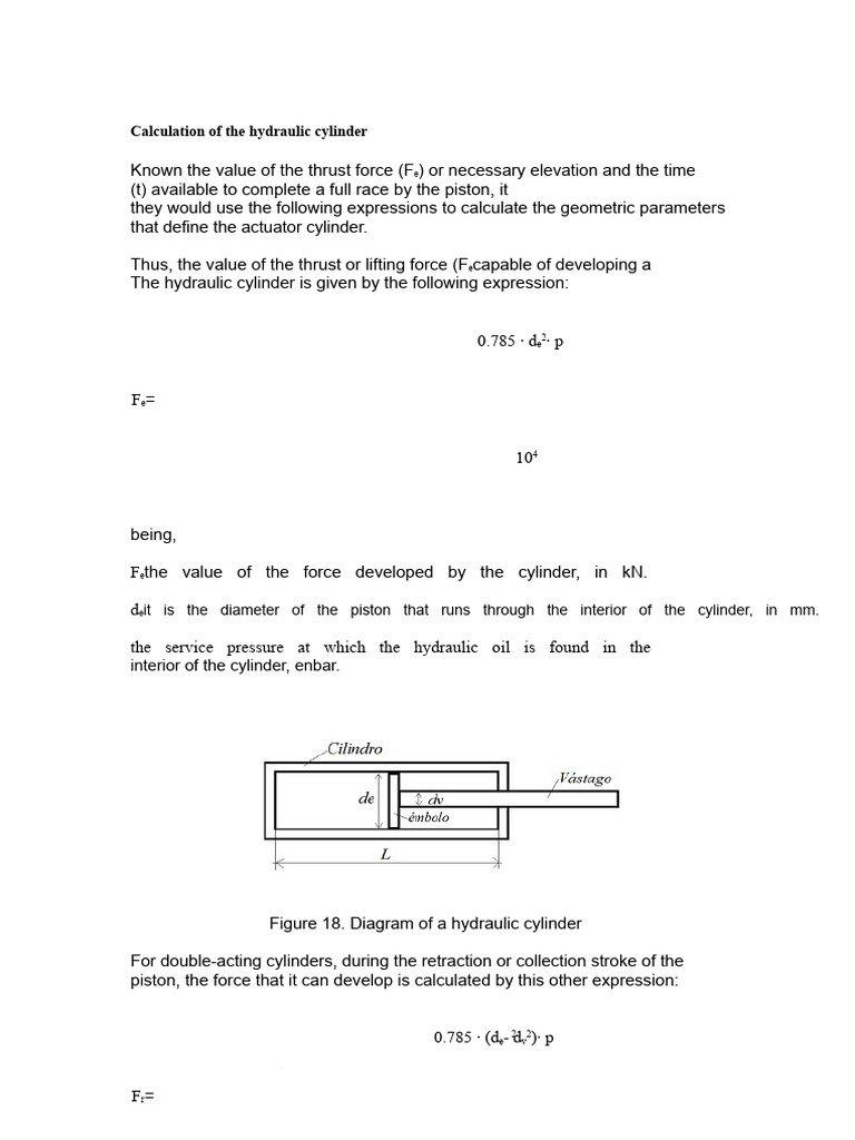 Hydraulic Cylinder Calculation Guide | PDF | Pump | Valve