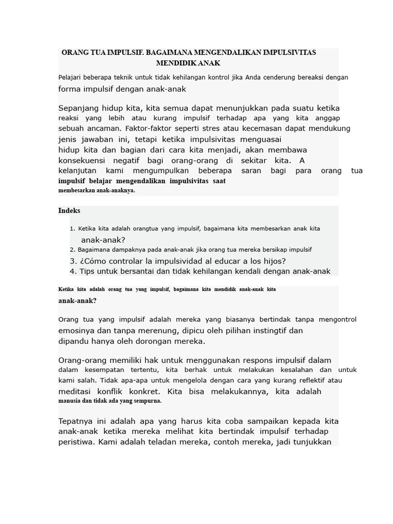 Mengendalikan Impulsivitas Orang Tua | PDF